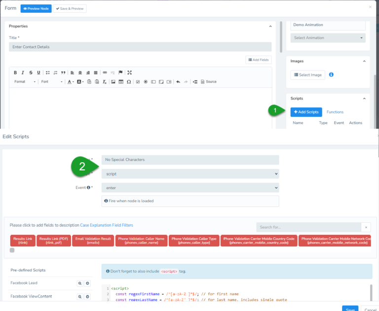Validating special characters in the first name and last name input ...